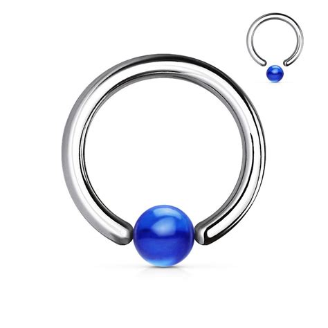 14 Ga Blue Acrylic Ball Captive Bead Ring The Body Rings