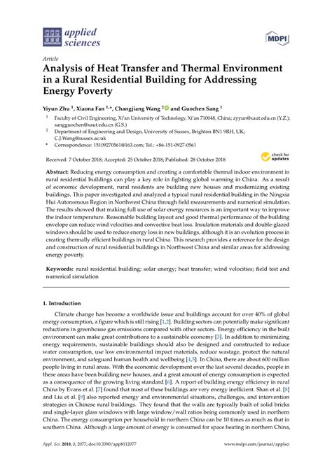 Analysis Of Heat Transfer And Thermal Environment In A Rural