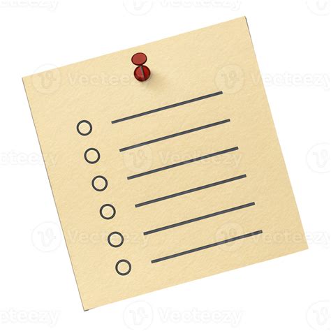 Blank Sticky Note With Simple Bullet Point List 59519852 Png