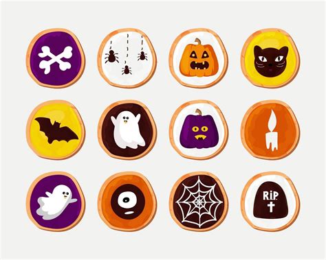 Halloween Cookies Set Traditional Meal Glazed Pastries With Drawings