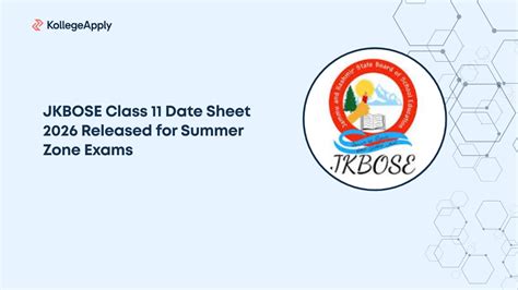 Jkbose Class 11 Date Sheet 2026 Released For Summer Zone Exams