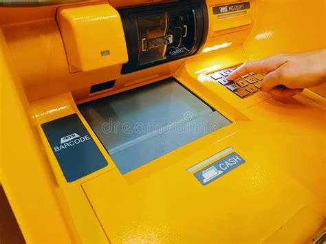 Close Up Of Hand Entering Pin Pass Code On Atm Bank Machine Keypad Stock Image Image Of Hand