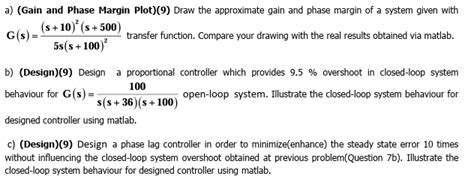 solved a gain and phase margin plot 9 ﻿draw the