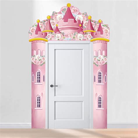 Princess Castle Door Banner 3pcs Pink Castle Backdrop