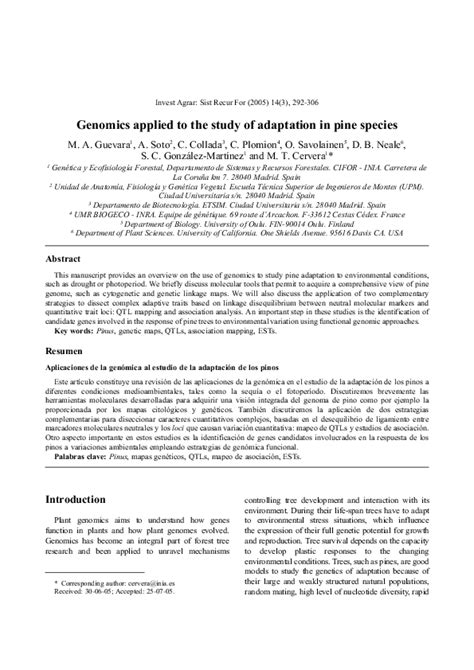 Pdf Genomics Applied To The Study Of Adaptation In Pine Species
