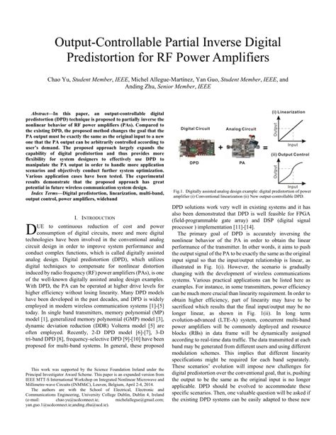 Pdf Output Controllable Partial Inverse Digital Predistortion For Rf Power Amplifiers