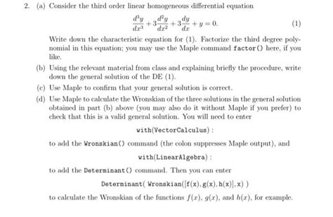 Solved A Consider The Third Order Linear Homogeneous