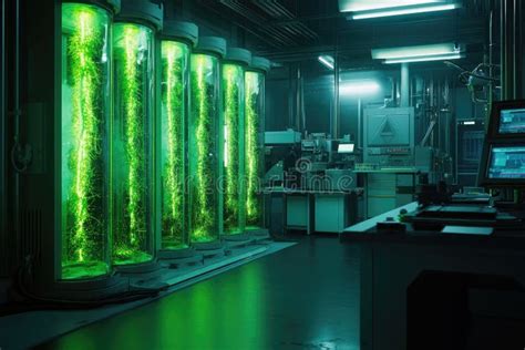 A Biotech Lab Where Glowing Algae Tubes Power The Rooms Lights And