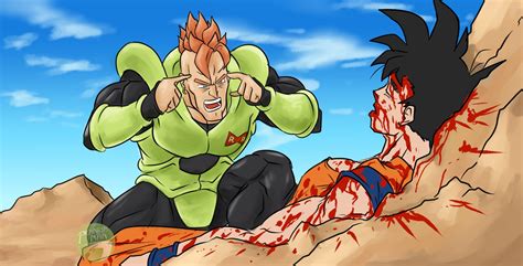 son goku and android 16 dragon ball and 3 more drawn by plantsa man