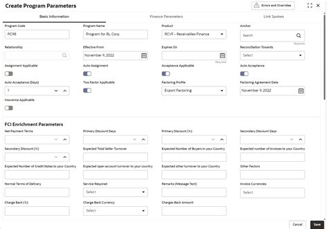 Create Program Parameters