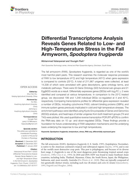 Pdf Differential Transcriptome Analysis Reveals Genes Related To Low