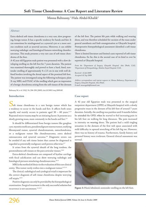 Pdf Soft Tissue Chondroma A Case Report And Literature Revie · Soft
