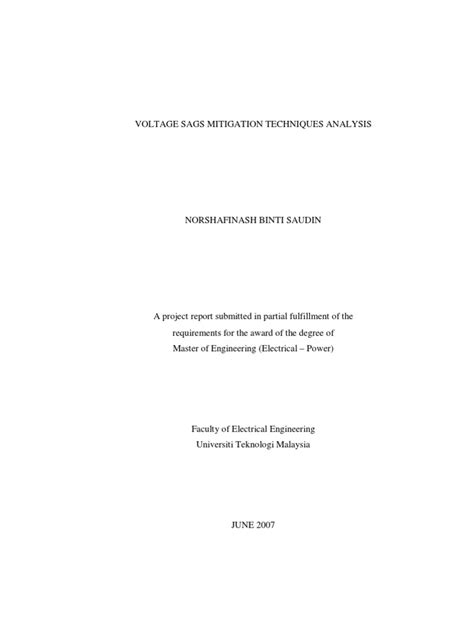 Voltage Sags Mitigation Techniques Analysis 10 March Pdf Power Inverter Power Electronics