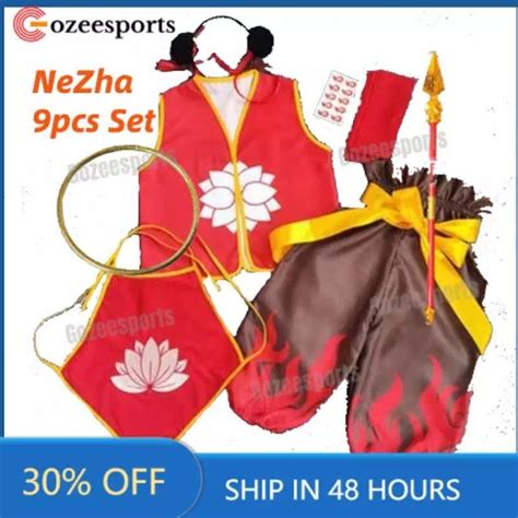 Nezha Cosplay Costume Ne Zha 9 Piece Set Anime Costume Nezha Costume