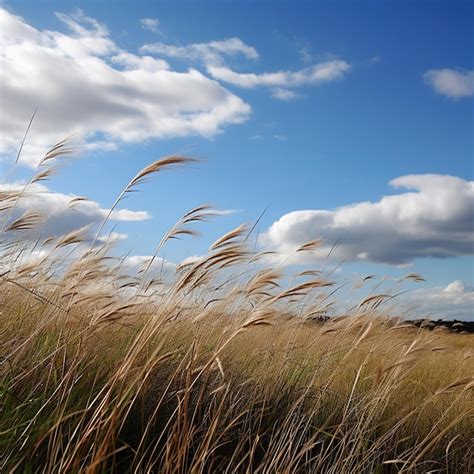 Premium Photo Field Of Tall Grass Blowing In The Wind
