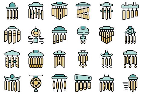 Wind Chime Icons Set Vector Flat 26602986 Vector Art At Vecteezy