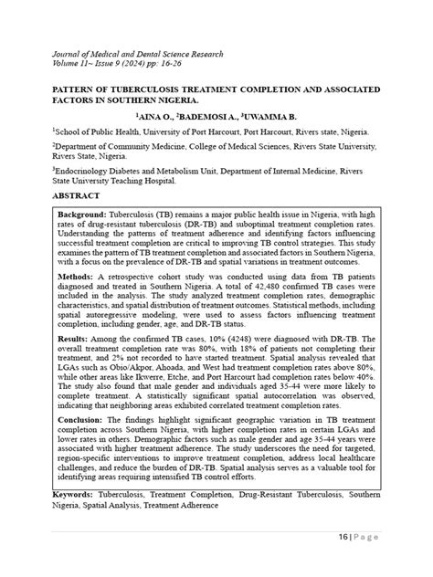 Pattern Of Tuberculosis Treatment Adherence And Associated Factors In