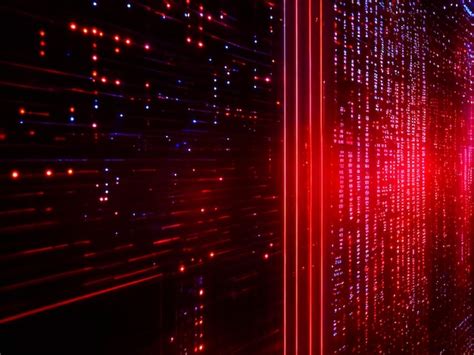premium photo a vibrant canvas illuminated by a cascade of red binary code dynamic lines and