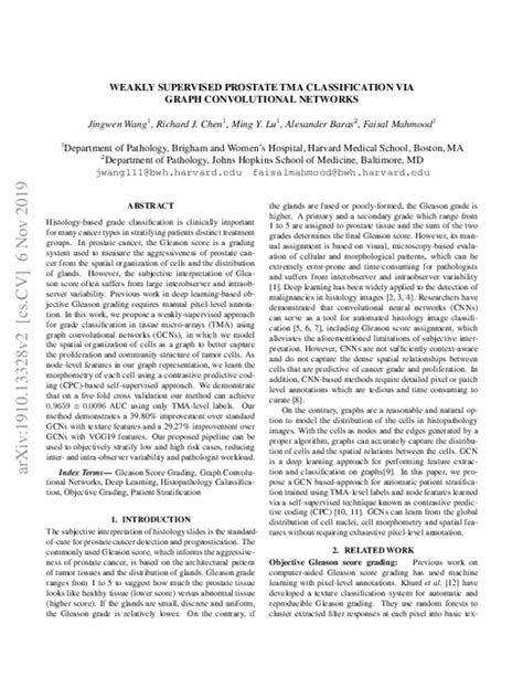 Pdf Weakly Supervised Prostate Tma Classification Via Graph