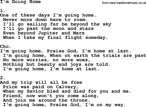 Im Going Home Apostolic And Pentecostal Hymns And Songs Lyrics And Pdf