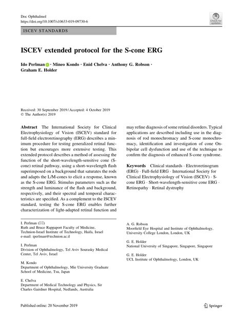 Pdf Iscev Extended Protocol For The S Cone Erg