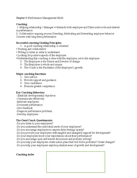 Chapter 9 Performance Management Skills And 11 Chapter 9 Performance
