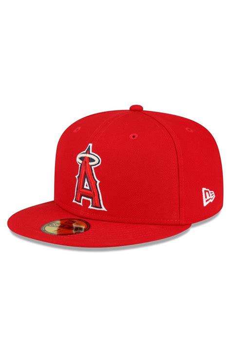 New Era Mens New Era Red Los Angeles Angels Throwback Authentic
