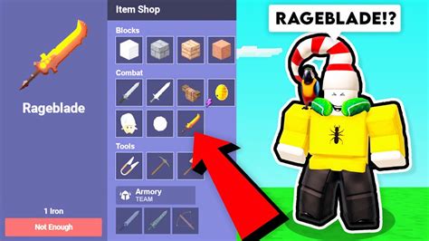 Rageblade In The Shop Roblox Bedwars Youtube