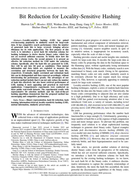 Bit Reduction For Locality Sensitive Hashing Pdf Information Bit