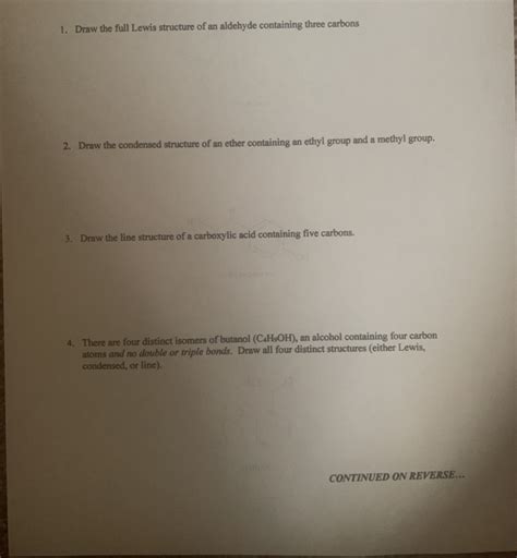 Solved 1 Draw The Full Lewis Structure Of An Aldehyde