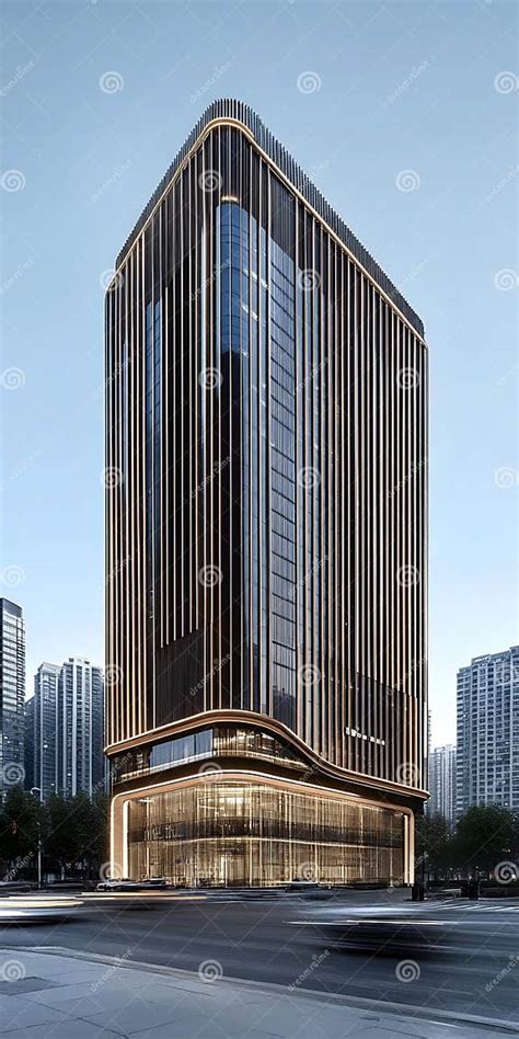 Modern Architectural Design Of Rectangular Building Stock Illustration Illustration Of