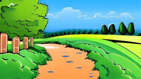 Country Land With Grass Background Cartoon · Creative Fabrica