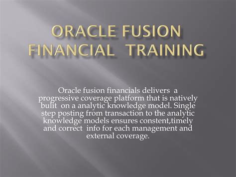 Ppt Oracle Fusion Financials Powerpoint Presentation Free Download Id 7638418