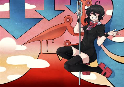 Safebooru 1girl Ahoge Asymmetrical Wings Black Hair Black Legwear