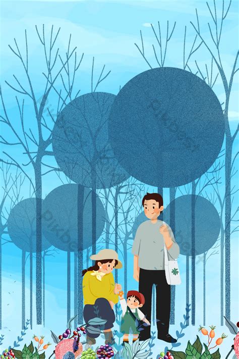Cartoon Illustration Spring Outing Background Psd Backgrounds Free