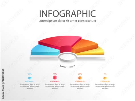 Colourful Half Pie Chart Infographic With D Half Of A Business Pie Chart Stock Vector Adobe Stock