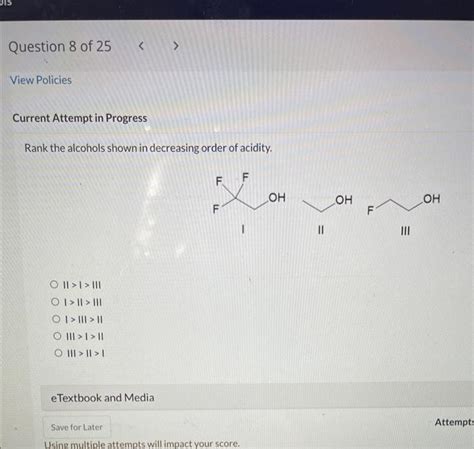 Solved Rank the alcohols shown in decreasing order of | Chegg.com