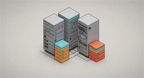 Minimalist Isometric Server Stacks Finch Stock Illustration