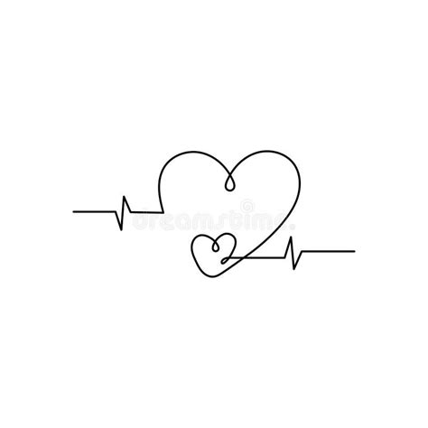 Heartbeat Simple Logo With Heart Vector Graphic Logotype Stock Vector
