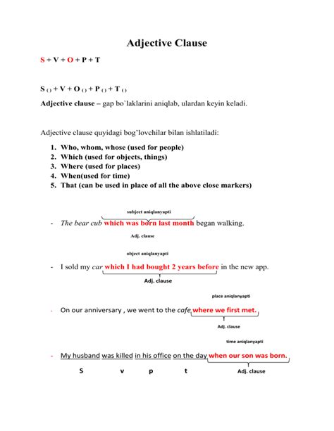 Adjective Clauses Explained