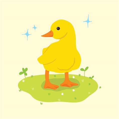 Yellow Duck Illustration Design Cute Drawing Style Vibrant Color