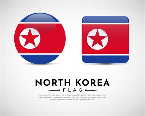 Realistic North Korea Flag Icon Vector Set Of North Korea Flag Emblem