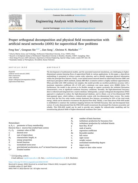 PDF Proper Orthogonal Decomposition And Physical Field Reconstruction With Artificial Neural