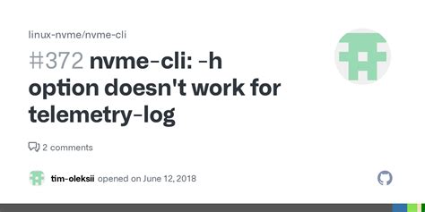 Nvme Cli H Option Doesnt Work For Telemetry Log · Issue 372 · Linux