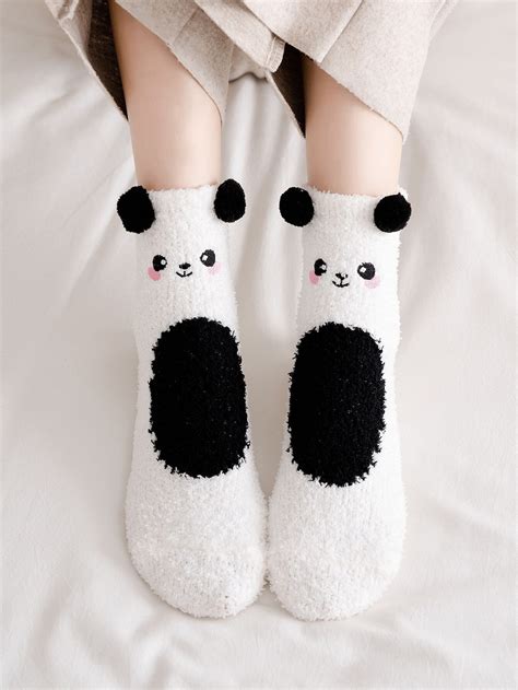 Panda Shaped Fuzzy Socks Cute Panda Shaped Fuzzy Socks Etsy Uk