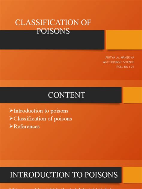 Classification Of Poisons Pdf Chemistry Chemical Substances