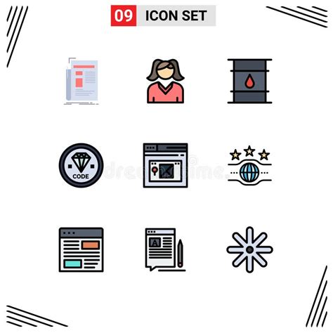 Filledline Flat Color Pack Of 9 Universal Symbols Of Programming Develop Can Coding Logistic