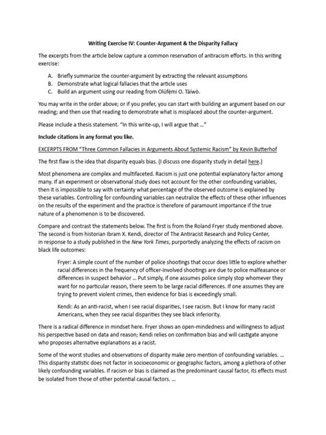 Writing Exercise Iv Counterargument Pdf