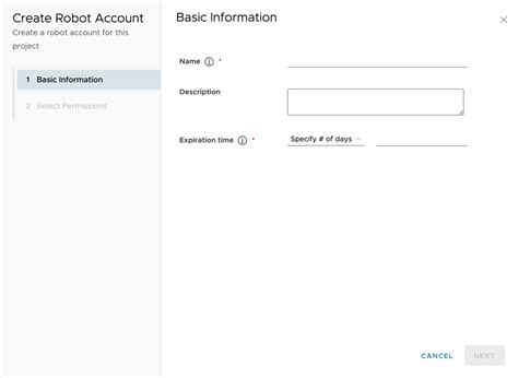 Harbor Docs Create Project Robot Accounts