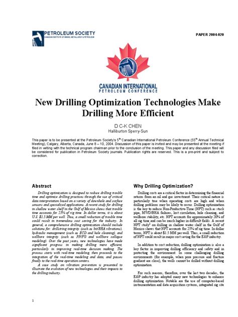 Drilling Optimization Technologies Pdf Drilling Rig Oil Well